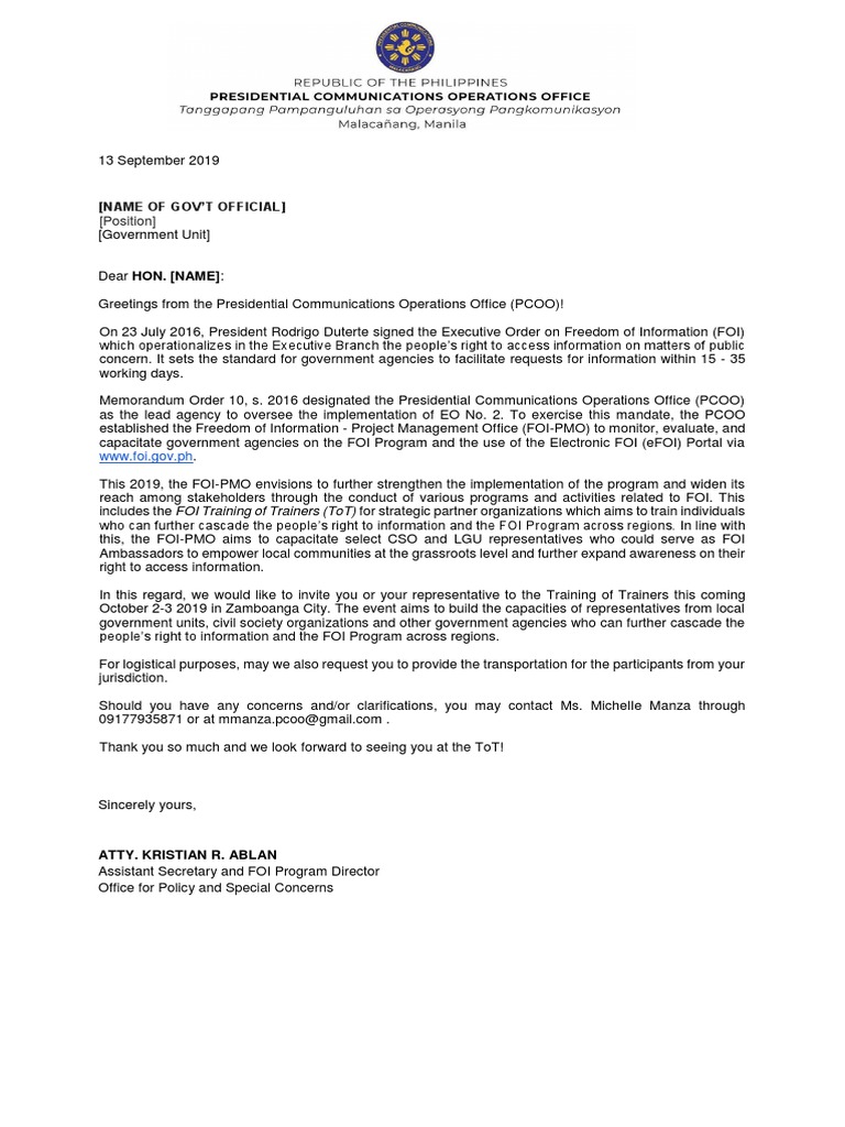(Name of Gov'T Official) : (Position) | PDF