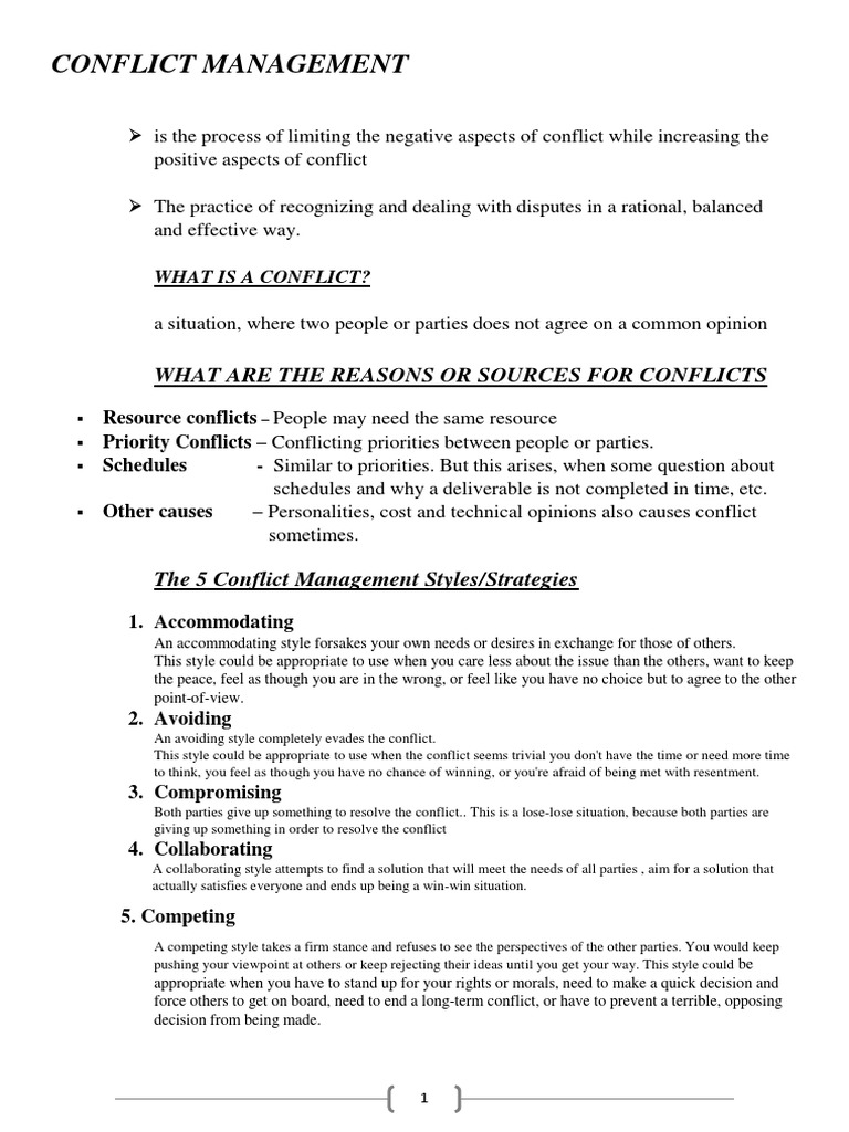 Conflict Management: What Are The Reasons or Sources For Conflicts ...