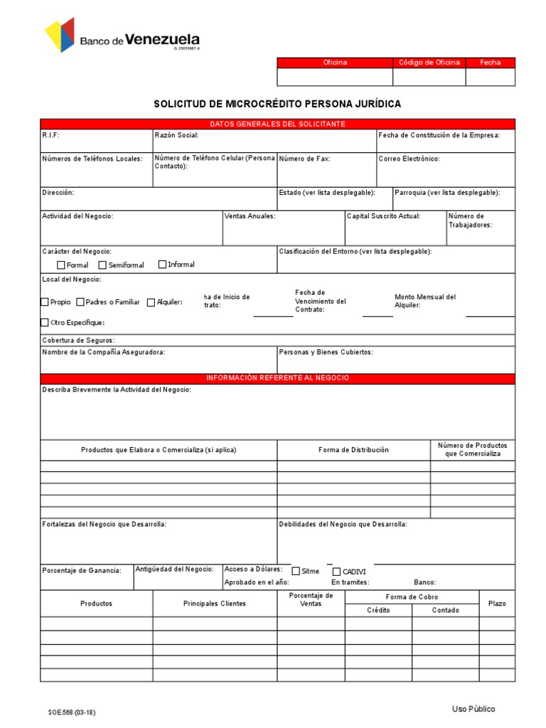 SOE.568 Solicitud Microcredito Juridica | PDF | Bancos | Seguro