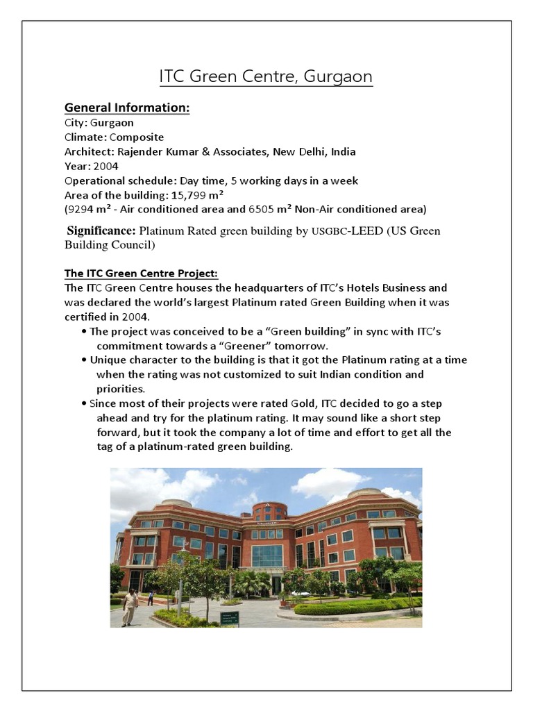 ITC Green Centre, Gurgaon: General Information | PDF | Building ...