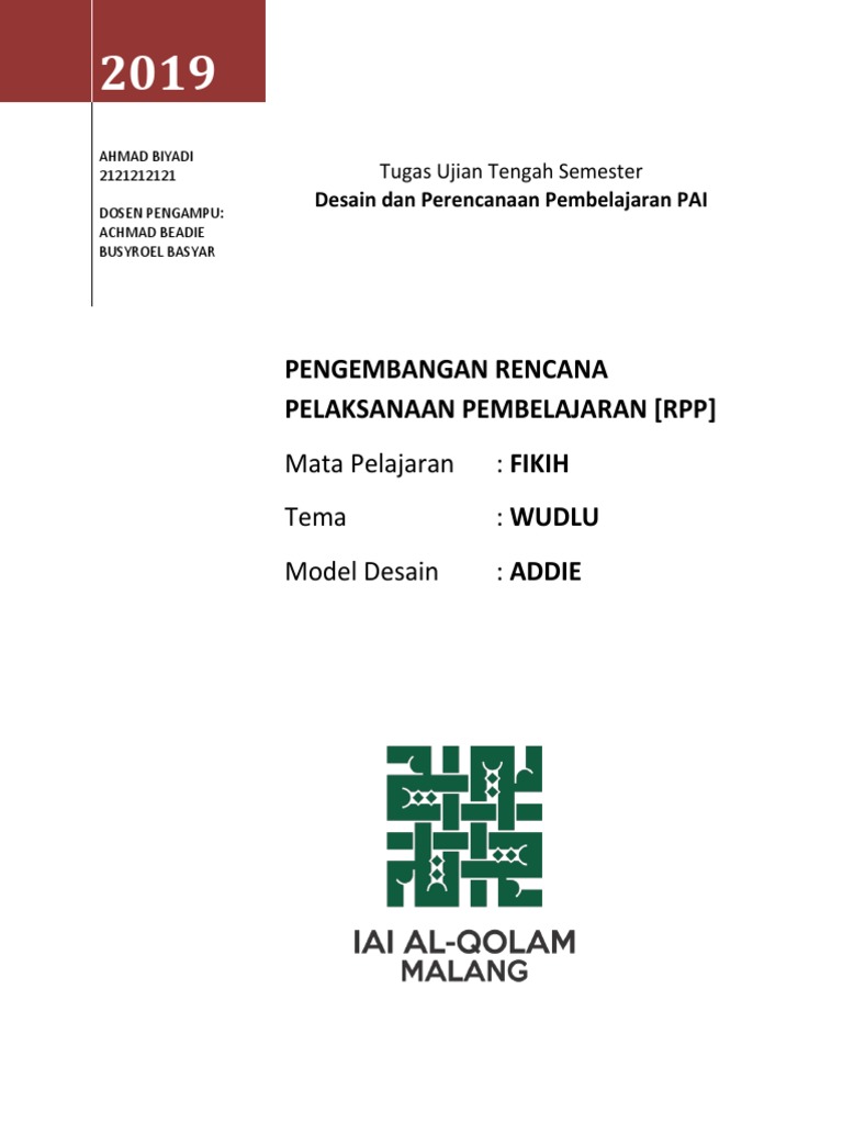Contoh RPP Berbasis Model ADDIE | PDF