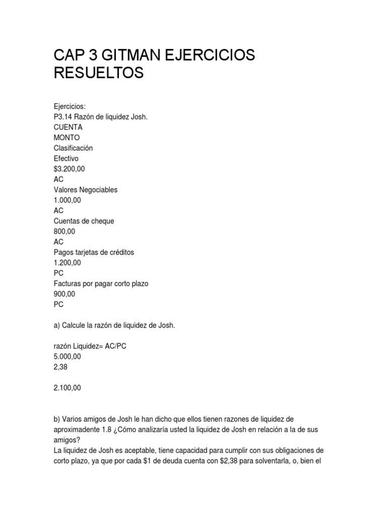 Cap 3 Gitman Ejercicios Resueltos | PDF | Apalancamiento (Finanzas ... Cap 3 Gitman Ejercicios Resueltos | PDF | Apalancamiento (Finanzas ...