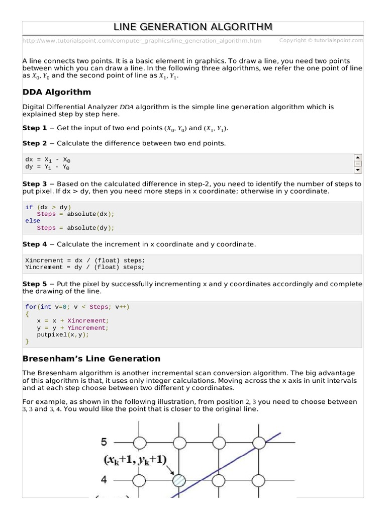 Line Generation Algorithm PDF | PDF | Theoretical Computer Science | Mathematical Analysis