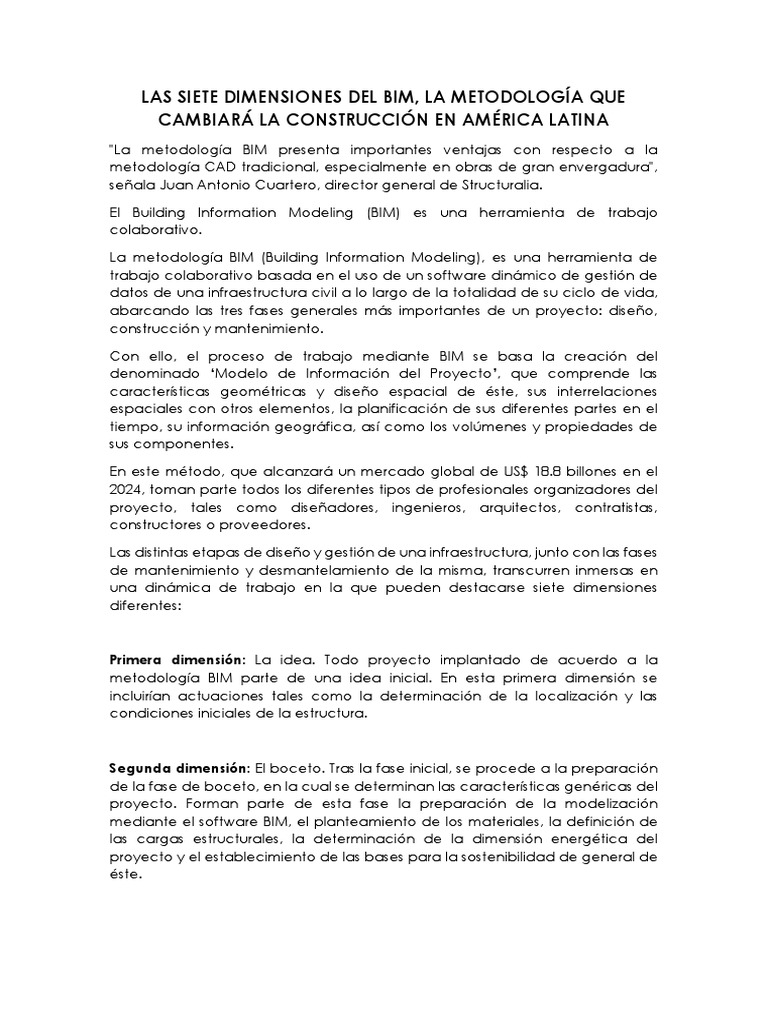 Las Siete Dimensiones Del Bim, La Metodología Que Cambiará La Construcción en América Latina ...
