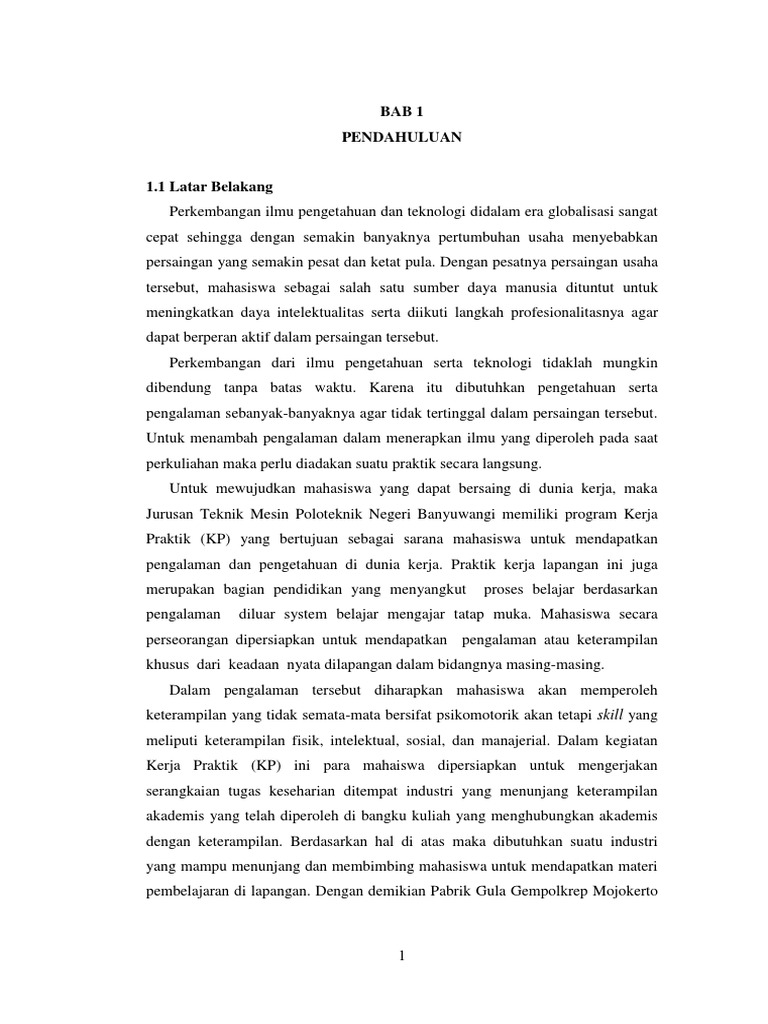 Laporan Kerja Praktik PG. Gempolkrep | PDF