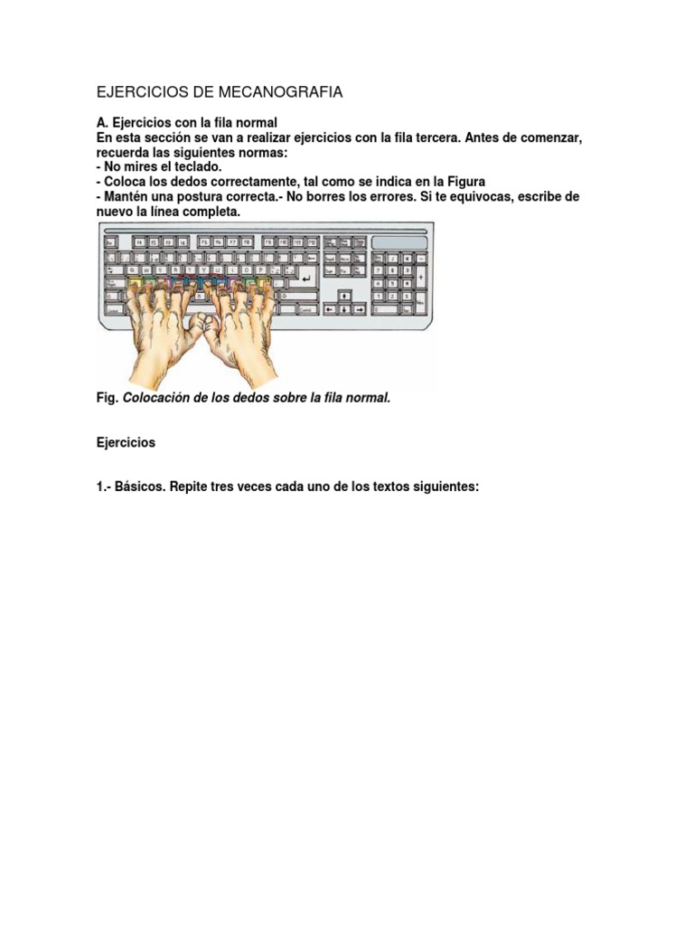 Ejercicios De Mecanografia Pdf Deportes Ocio