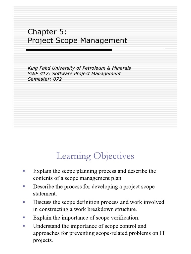 Chapter 5 Project Scope Management 1281 | Download Free PDF | Project Management | Computing
