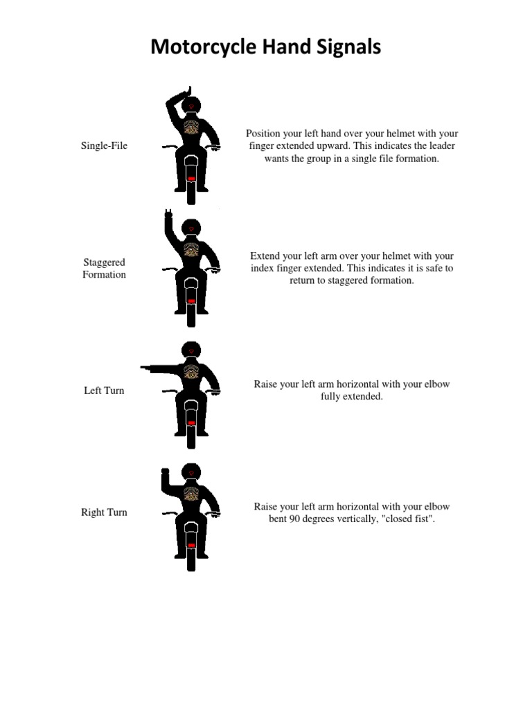 Motorcycle Group Hand Signals Guide | PDF