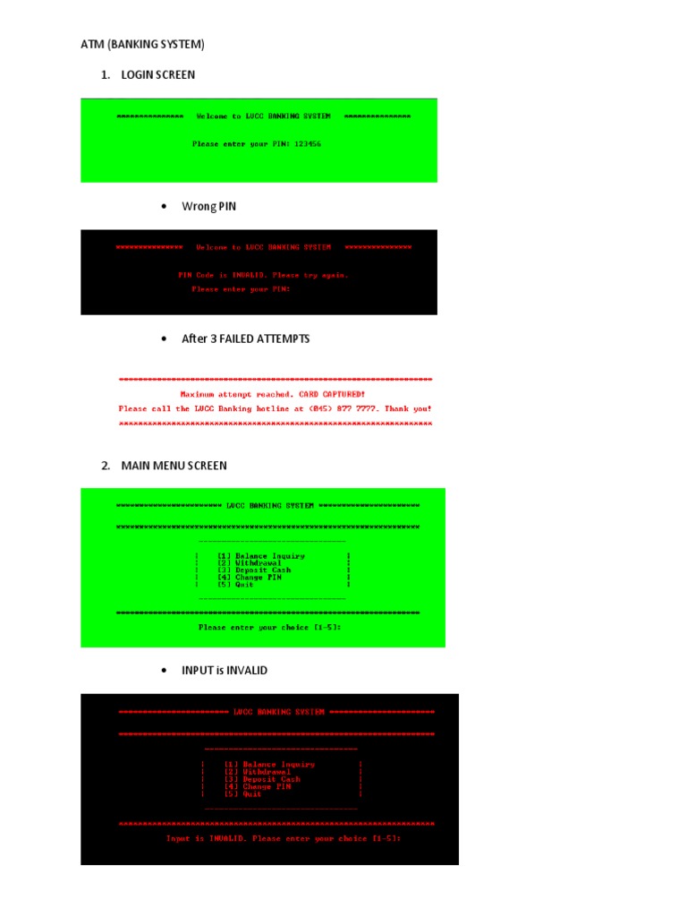 Atm (Banking System) 1. Login Screen | PDF
