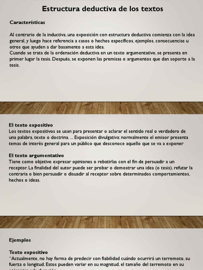 Estructura deductiva de textos: características y ejemplos | PDF | Temblores | Razonamiento ...