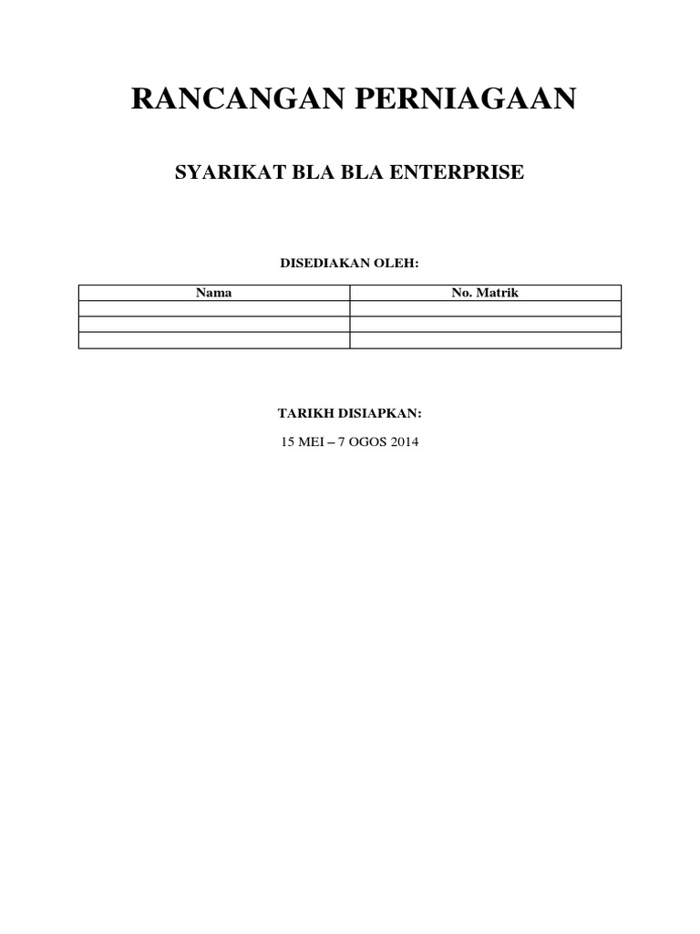 Format Rancangan Perniagaan | PDF