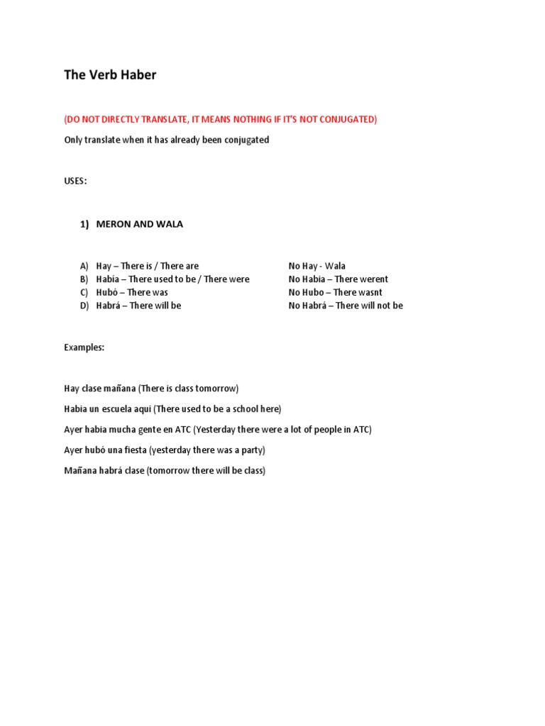 The Verb Haber | PDF