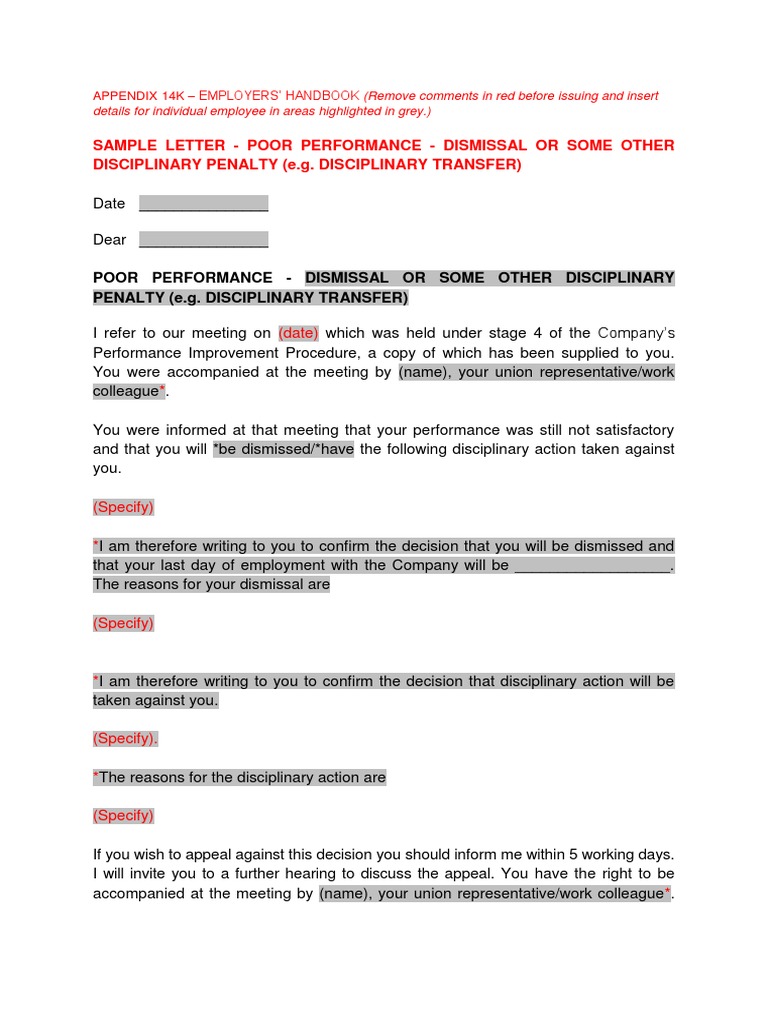 Sample Letter of Dismissal