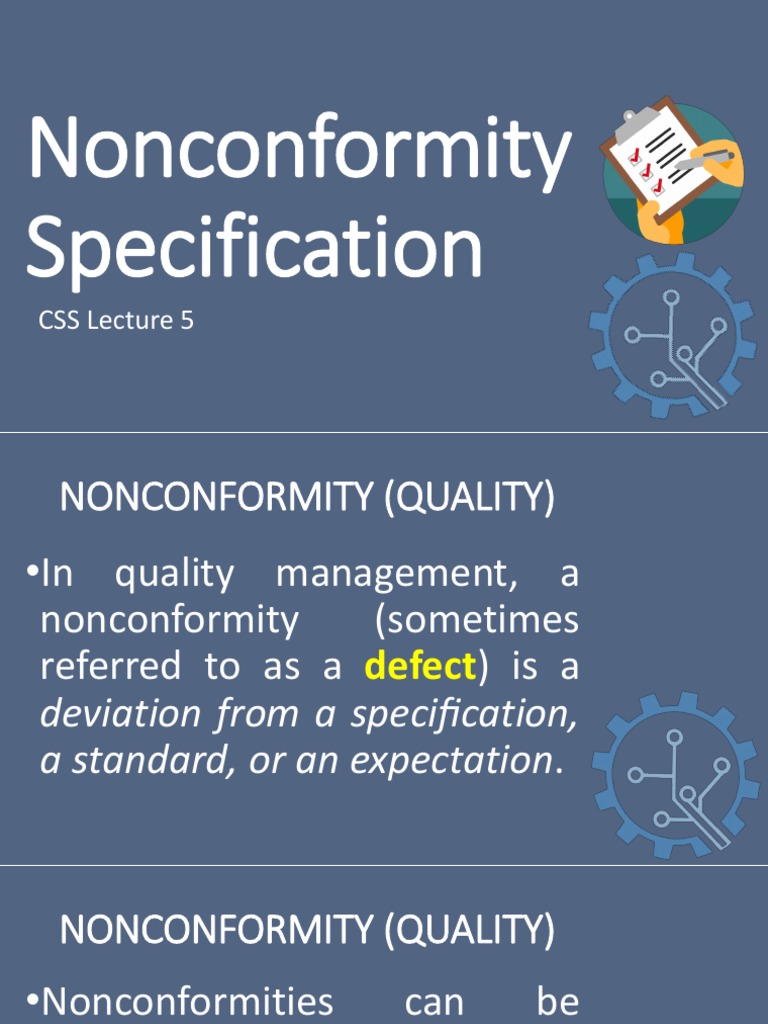 Non Conformity Specification | PDF | Specification (Technical Standard ...