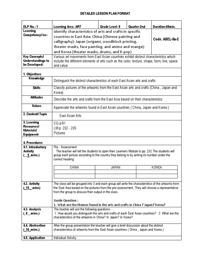 DLP ARTS 1 | PDF | East Asia | Teachers