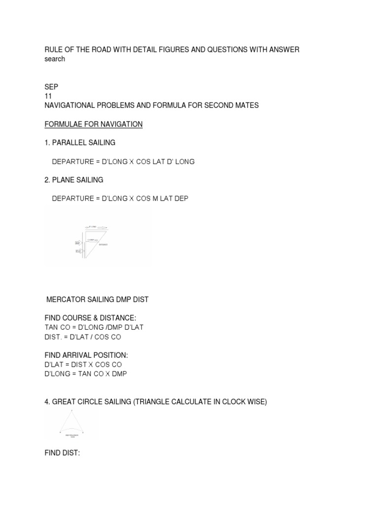 Navigation With Formula | Download Free PDF | Latitude | Trigonometric ...