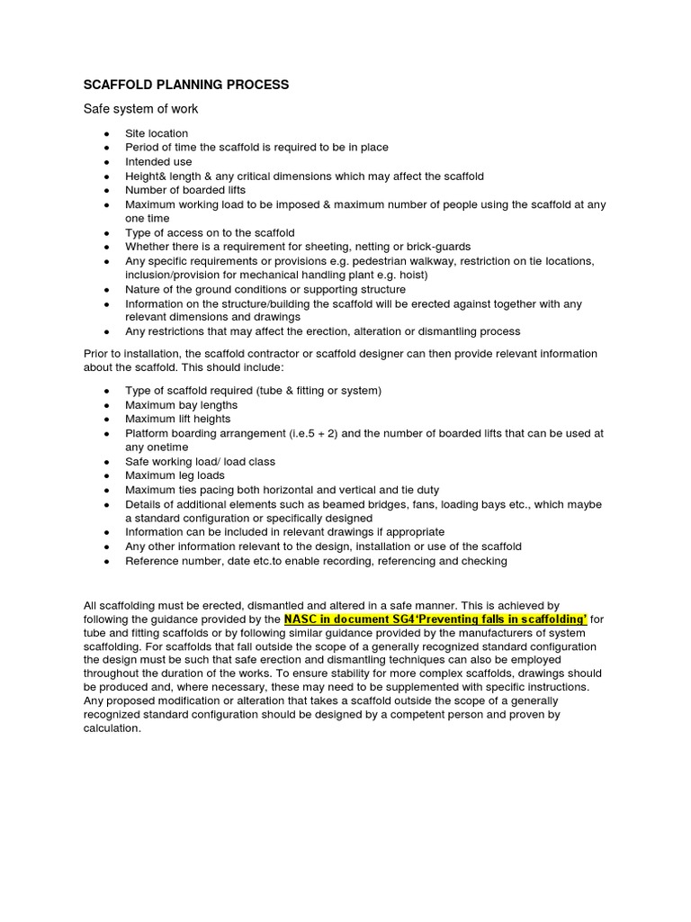 Safe System of Work: Scaffold Planning Process | PDF | Scaffolding