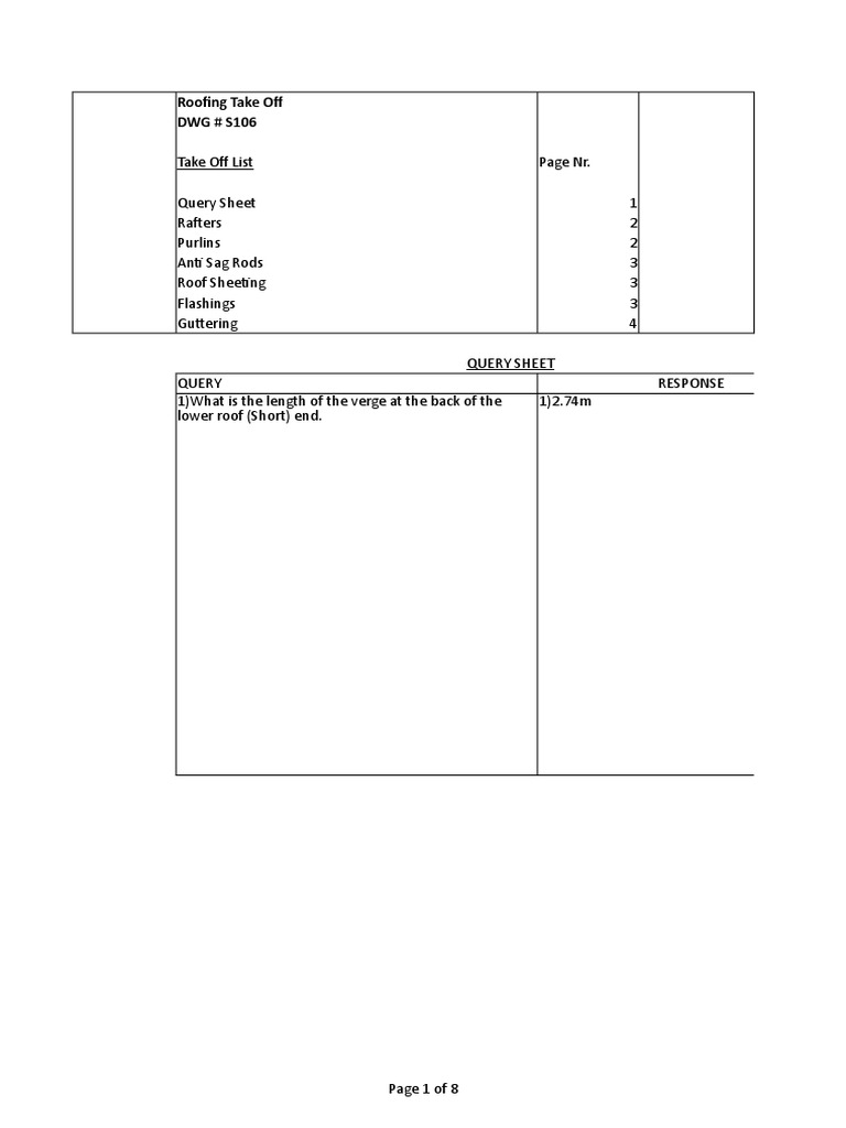 Roof Take Off Template | PDF | Roof | Architectural Design