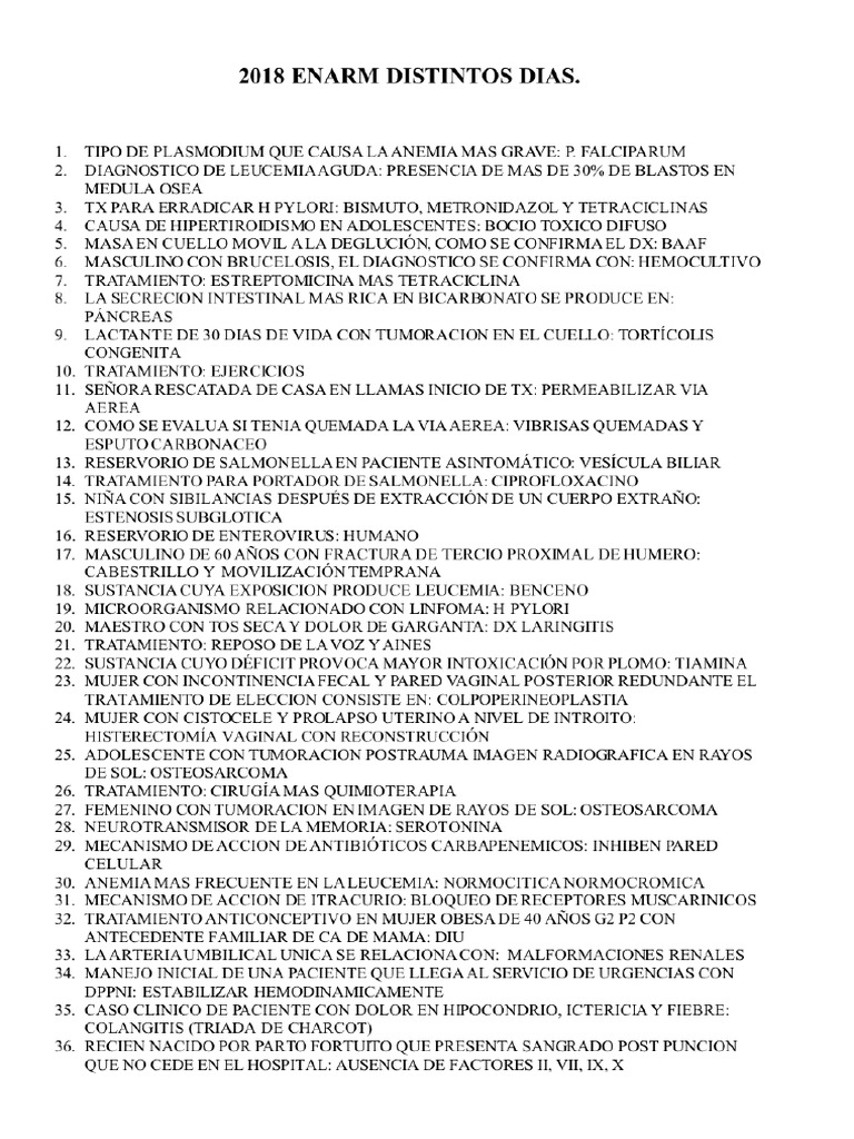 Recopilacion Enarm 2018 | PDF
