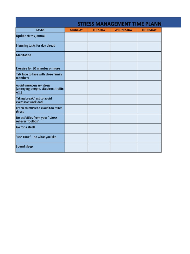 Weekly Stress Management Planner | PDF