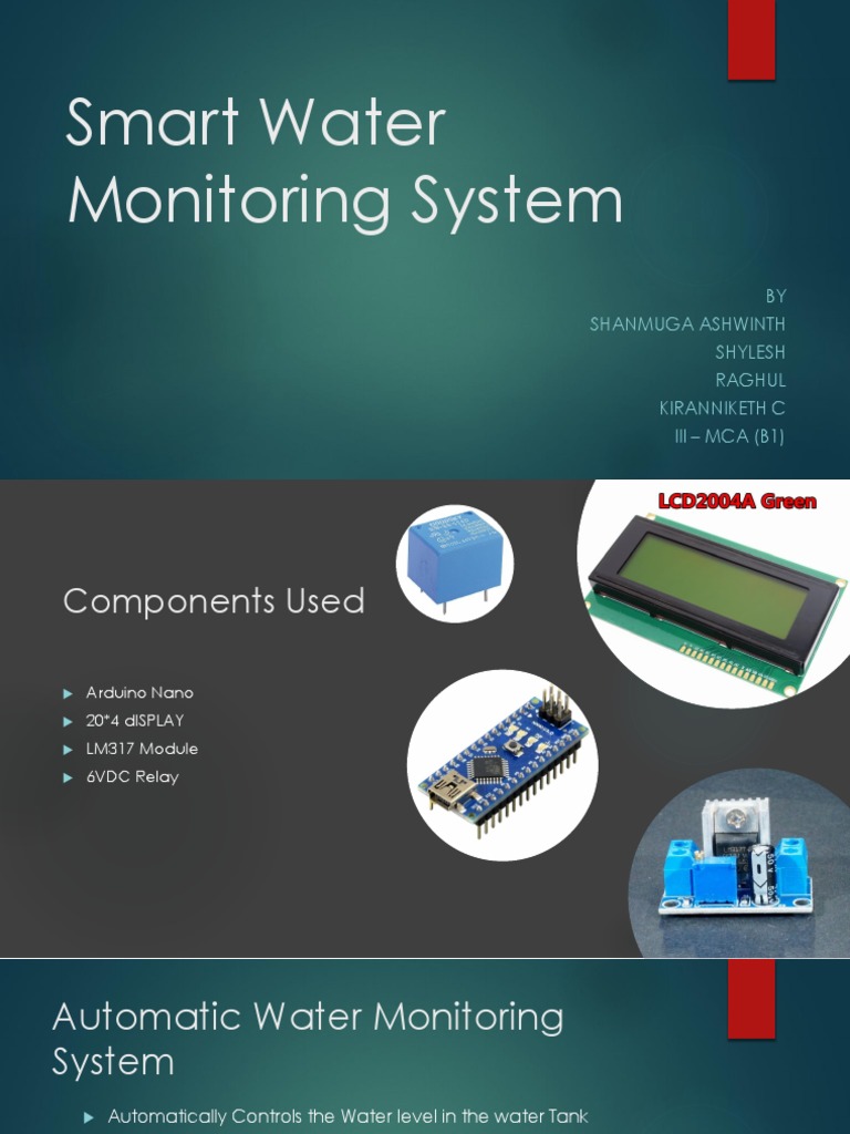 Smart Water Monitoring System: BY Shanmuga Ashwinth Shylesh Raghul ...