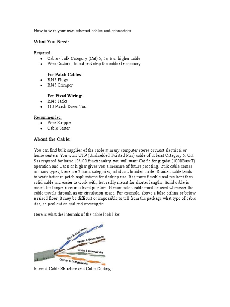 What You Need:: For Patch Cables | PDF | Electrical Connector ...