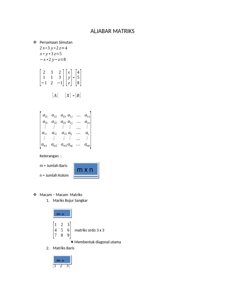 MXN MXN: Aljabar Matriks | PDF