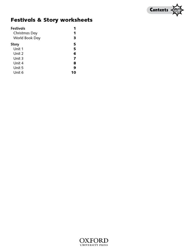 Festivals & Story Worksheets: Christmas Day World Book Day Unit 1 Unit ...
