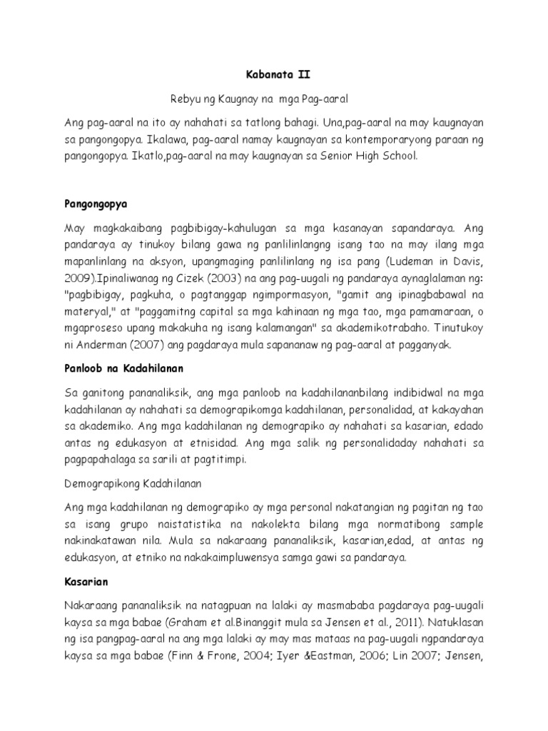 Dahilan NG Pandaraya | PDF