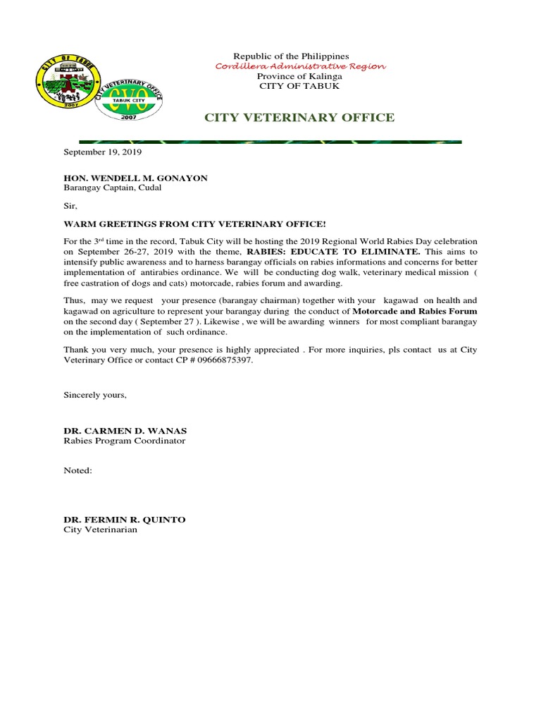 Invitation Letter Rabies | PDF | Veterinary Physician | Rabies