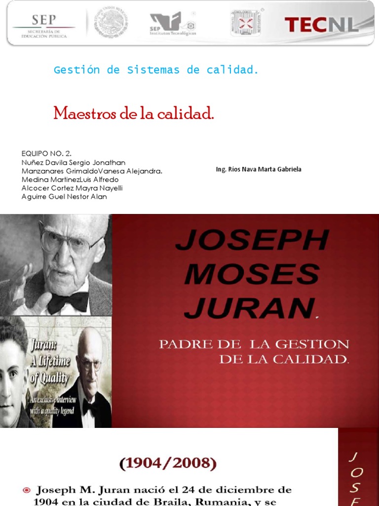 Joseph Moses Juran | PDF | Calidad (comercial) | Planificación
