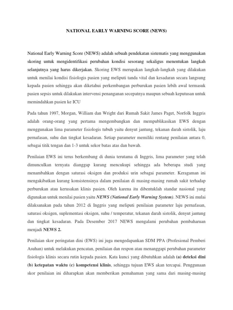 National Early Warning Score (NEWS) | PDF