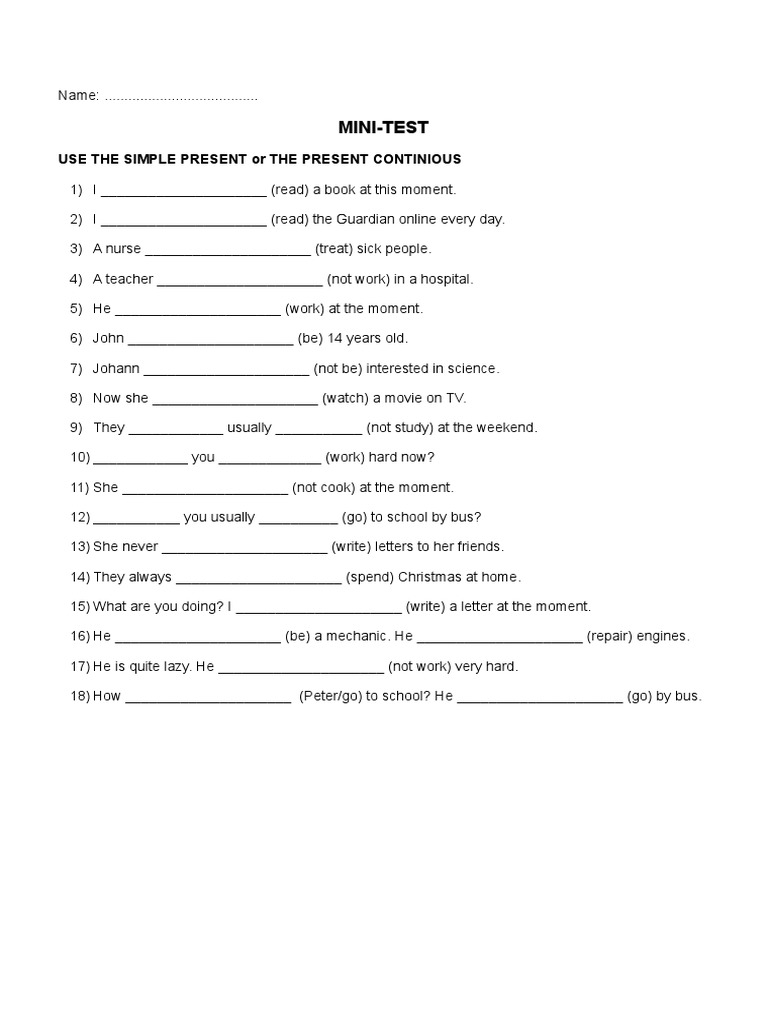 Present Simple - Present Continuous | PDF