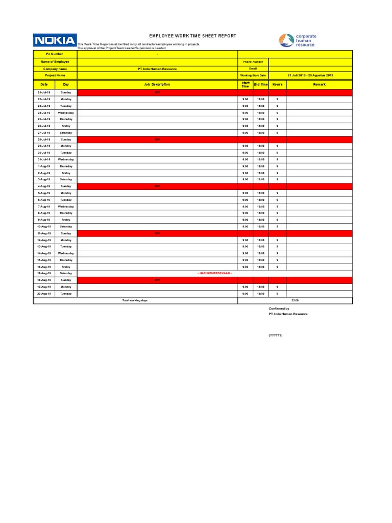 Contoh Timesheet | PDF | Business