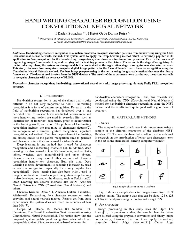 CNN-Based Handwriting Recognition Using NIST | PDF | Deep Learning ...