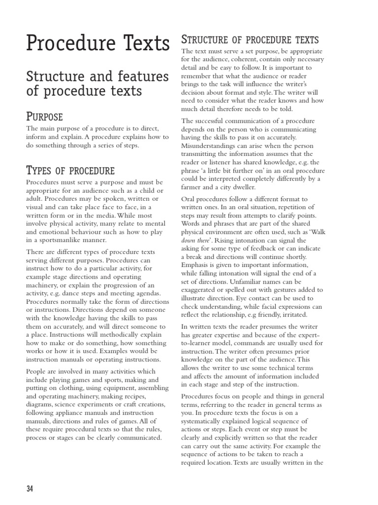 Structure and Features of Procedure Texts | PDF | Adverb | Sentence ...