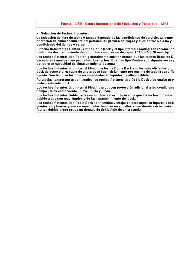 Selección de Techos Flotantes para Tanques | PDF | Tanques | Mercurio ...