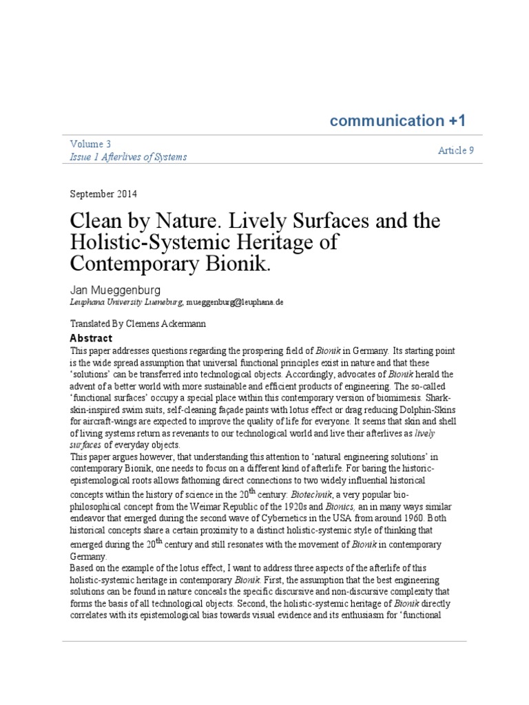 Bionics-Clean by Nature | PDF | Science | Philosophical Science