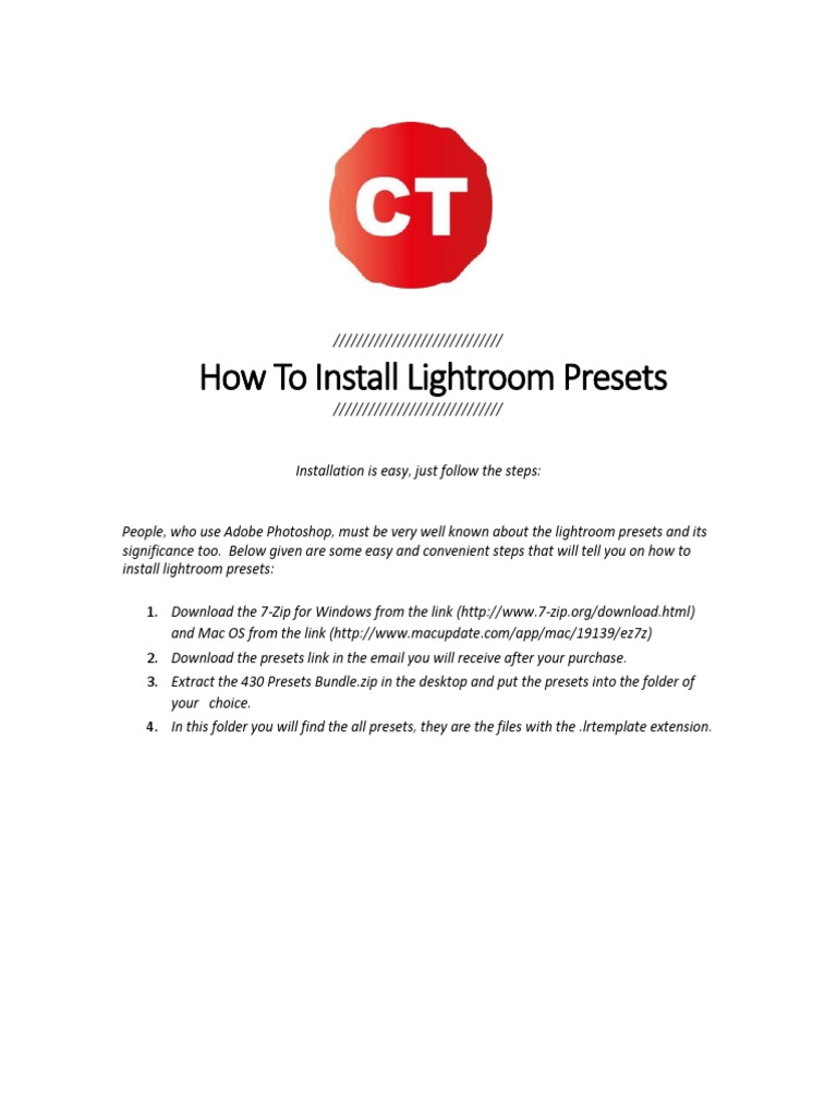 A Step-by-Step Guide to Installing Lightroom Presets | PDF