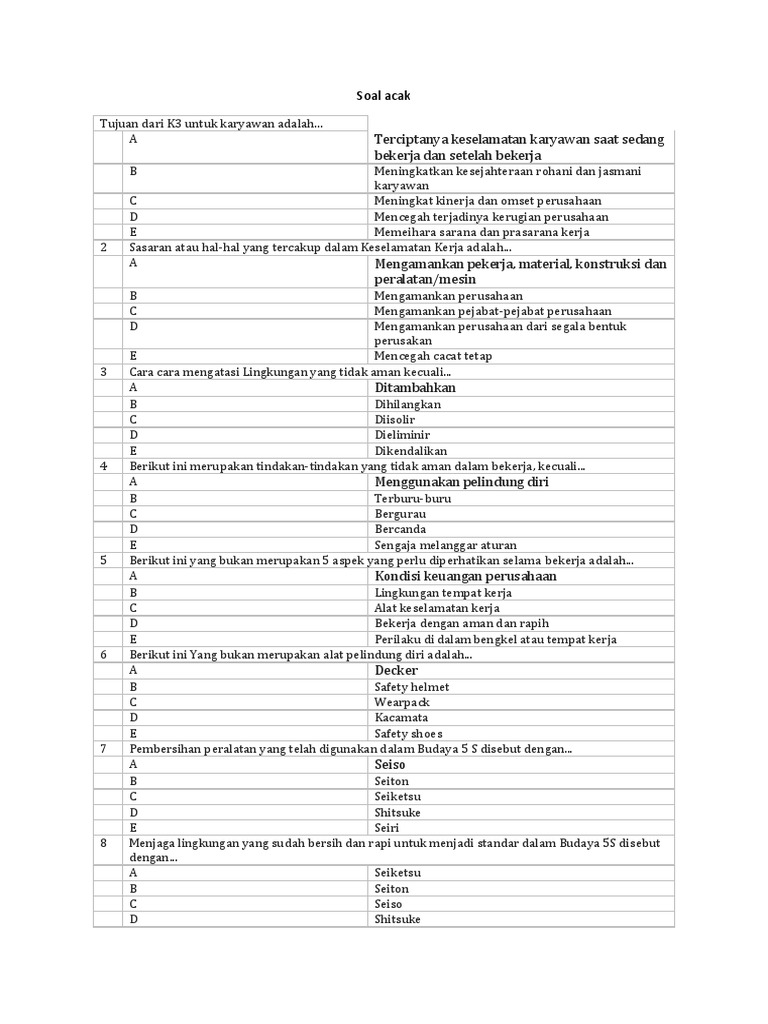 Soal Acak PMKR | PDF