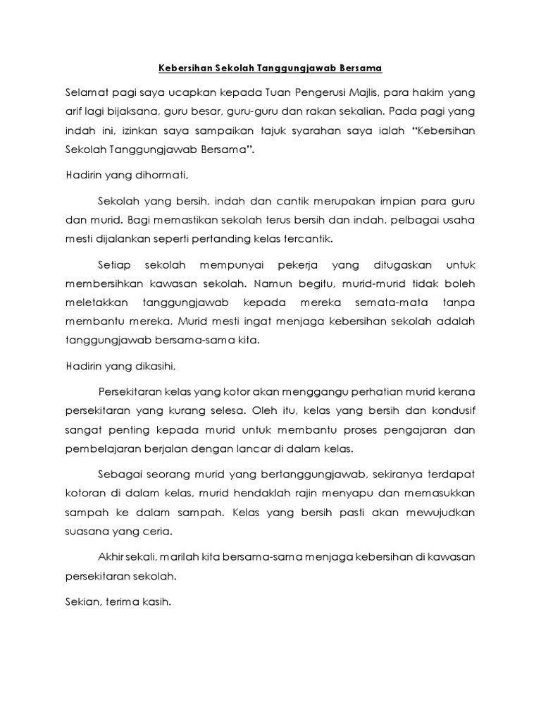 Teks Syarahan Tahun 5 | PDF