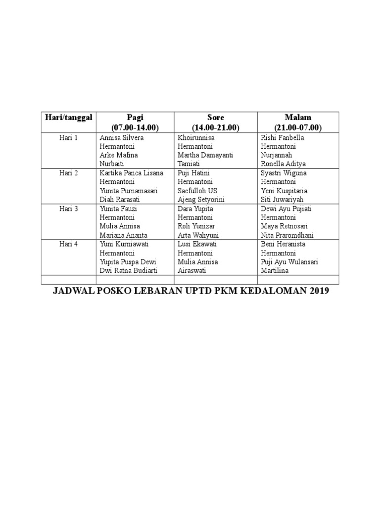 Jadwal Posko | PDF