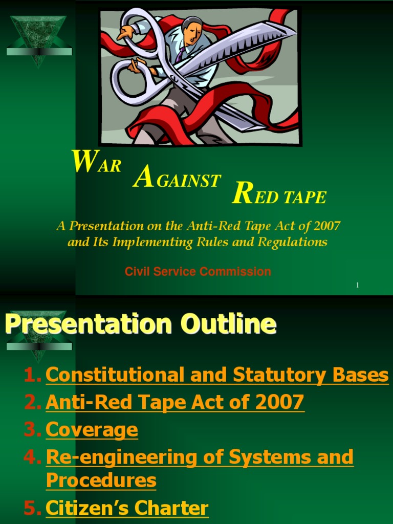 Gainst Ed Tape AR: A Presentation On The Anti-Red Tape Act of 2007 and ...