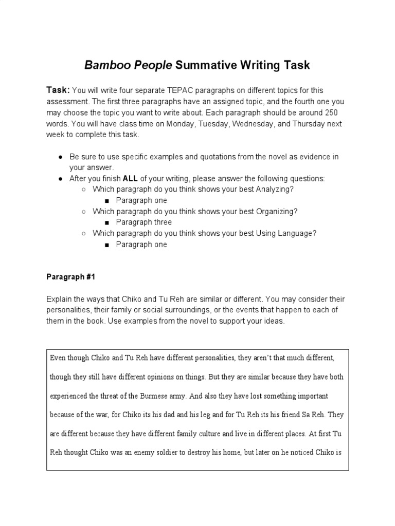 Bamboo People TEPAC Writing Task | PDF | Myanmar | Syntax