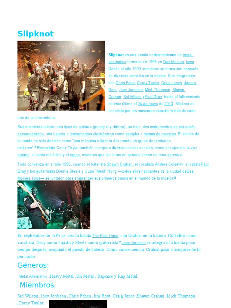 Slipknot | PDF | Industria de la música | Entretenimiento (general)