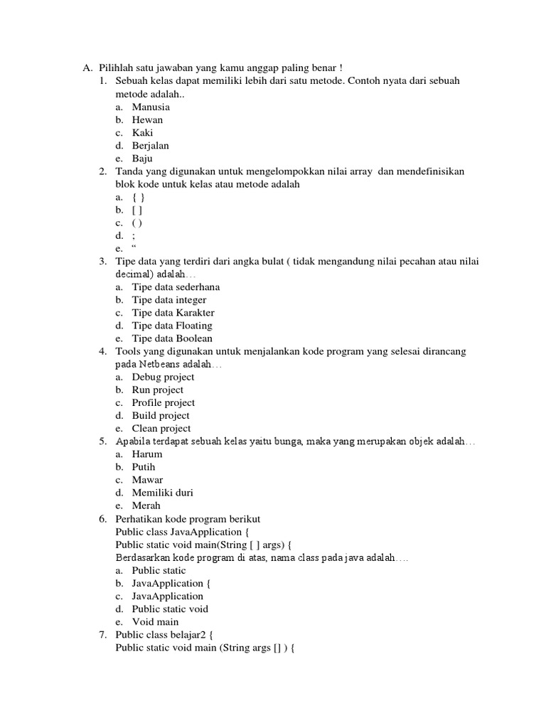 Soal Uts Pbo | PDF | Teknologi & Rekayasa