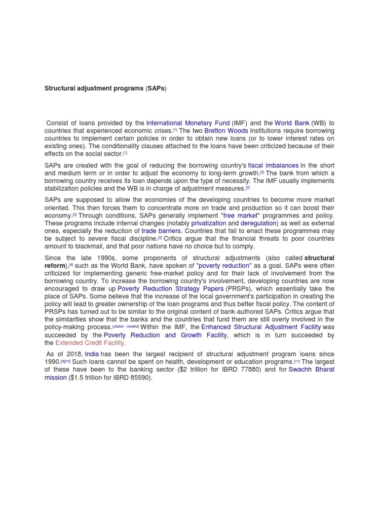 Structural Adjustment Programs | PDF | Structural Adjustment | Economies