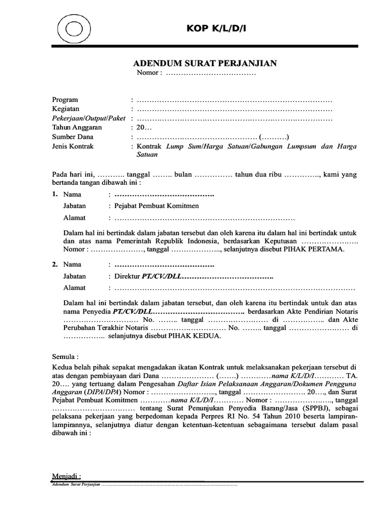 Adendum Surat Perjanjian Kontrak 2023 | PDF