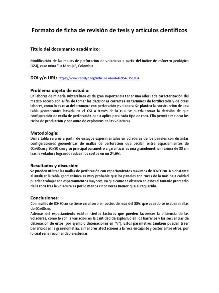 Formato para Revision de Tesis | PDF | Minería | Diseño