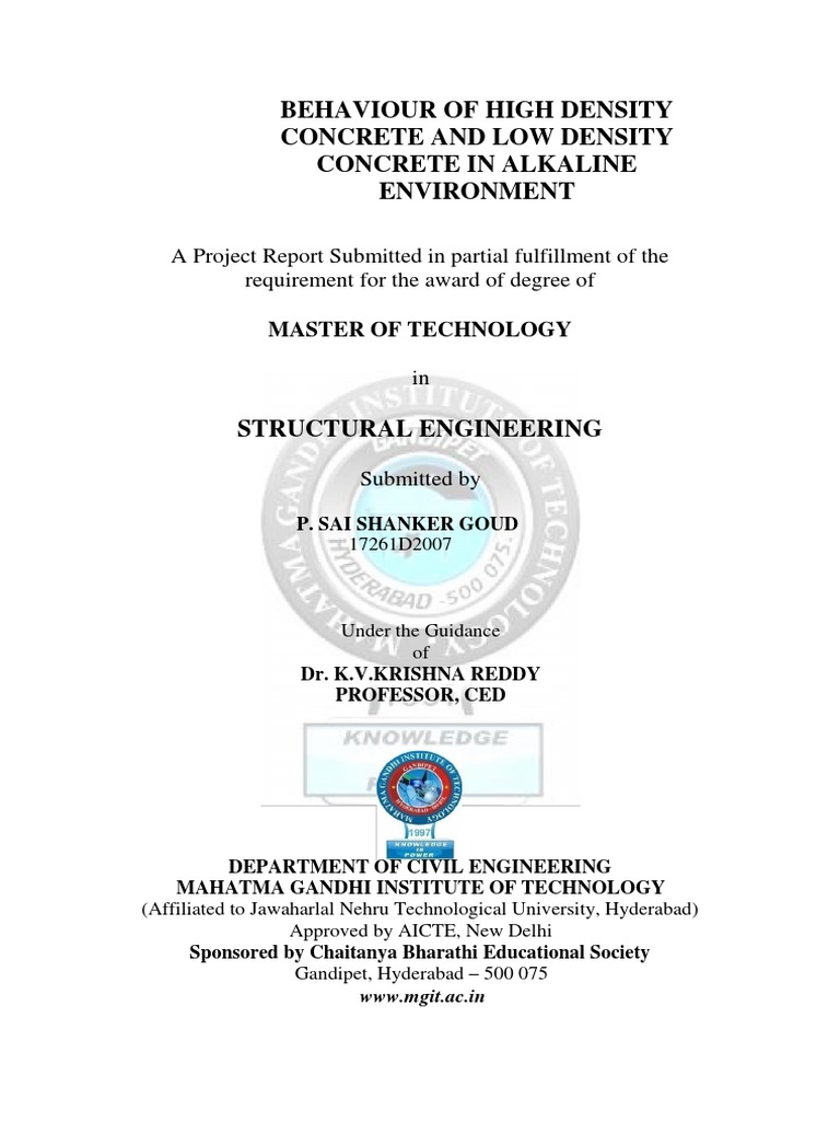 Behaviour of High Density Concrete and Low Density Concrete in Alkaline Environment | PDF ...